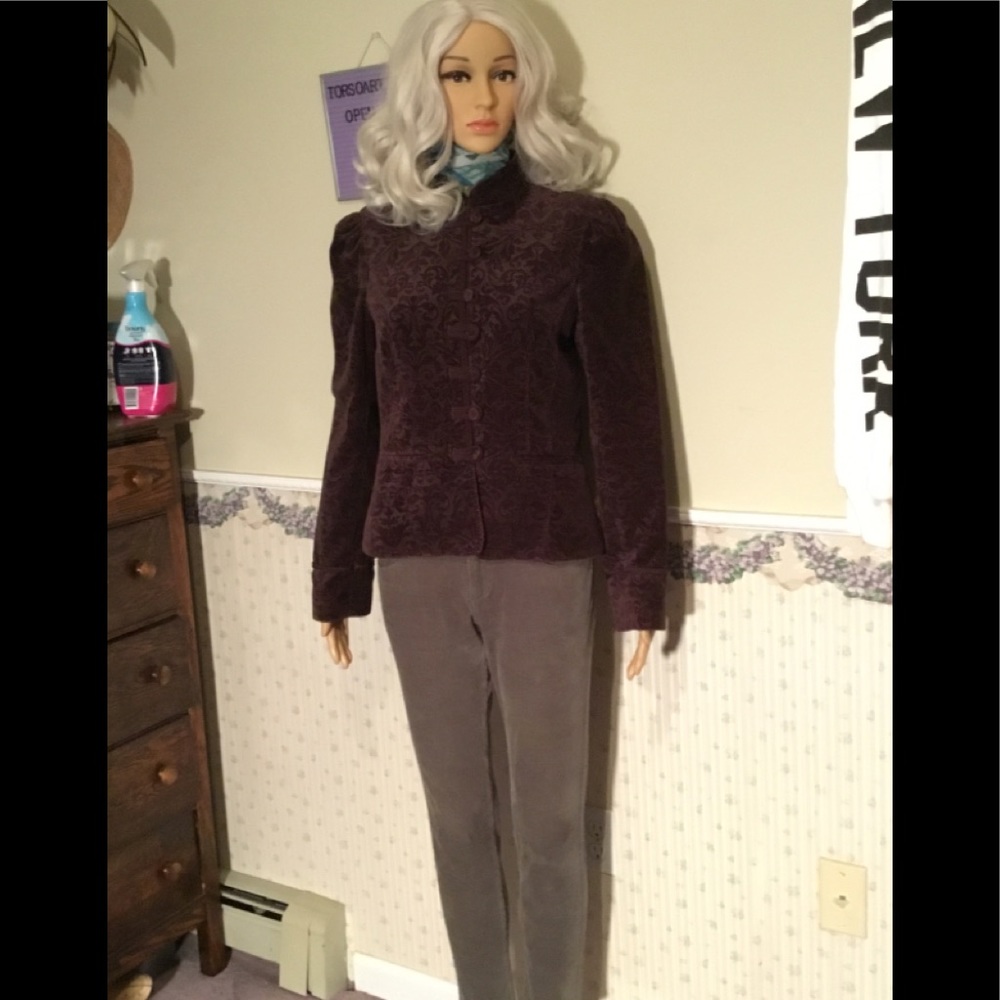 Vintage Deep Purple Mandarin Collar Asian Jacket - Gem